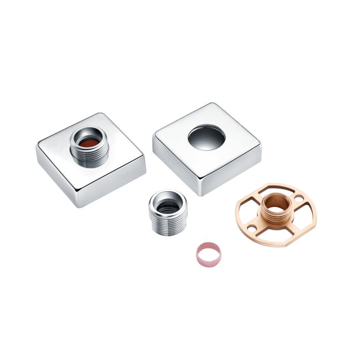 Exposed Shower Valve Fast Fitting Kit Square (Pair) - Chrome