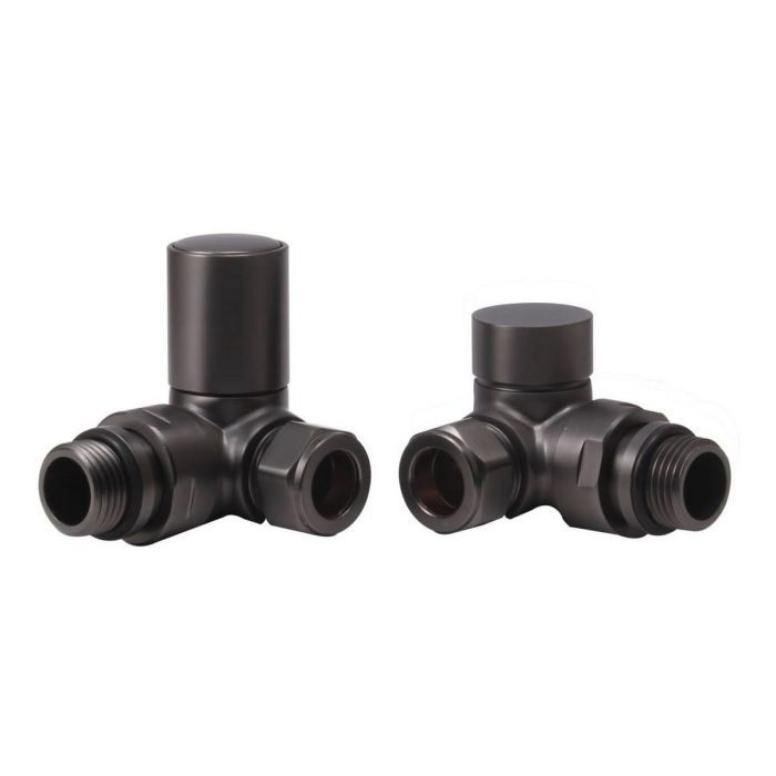 Patterned Corner Radiator Valves - Matt Black